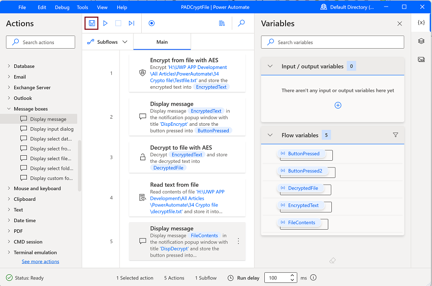 Cryptography Actions With File In Desktop Flow Using Microsoft Power